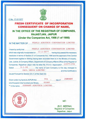 SHORT TERM INVESTMENT: PACL CERTIFICATES