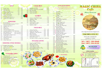 Magic China Chinese Restaurant: Magic China Menu!!