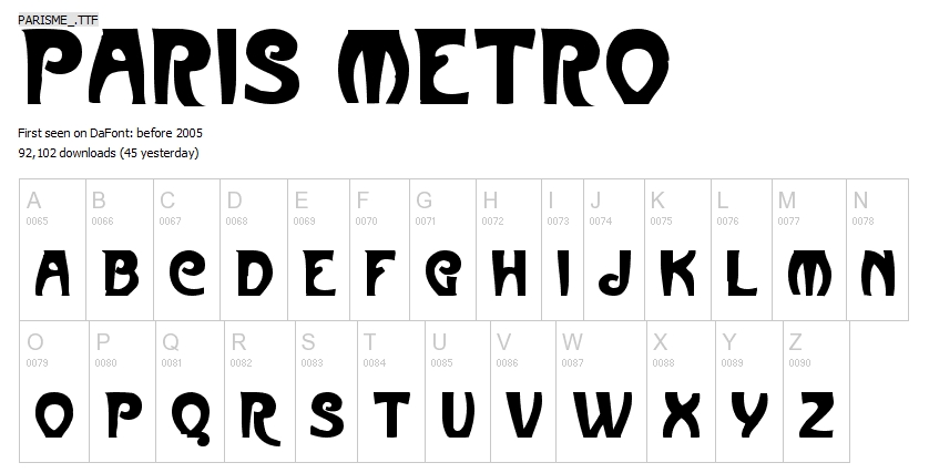 transpress nz: Paris Metro font