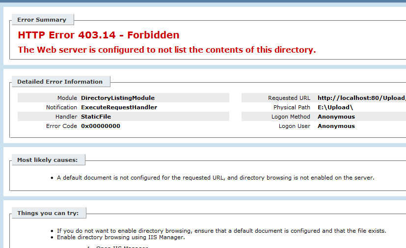 1st Blog: IIS 7 e o HTTP Error 403.14 1st Blog: IIS 7 e o HTTP Error 403.14