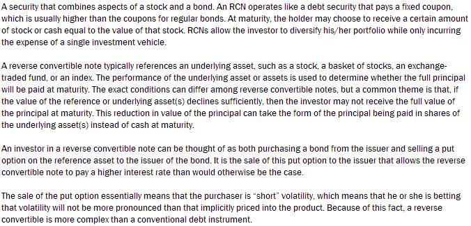 Gods of Finance: Reverse Convertible Note - RCN
