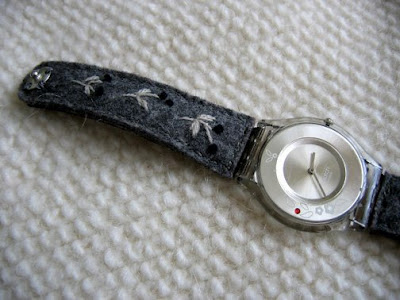needle book: Wool felt embroidered watch strap