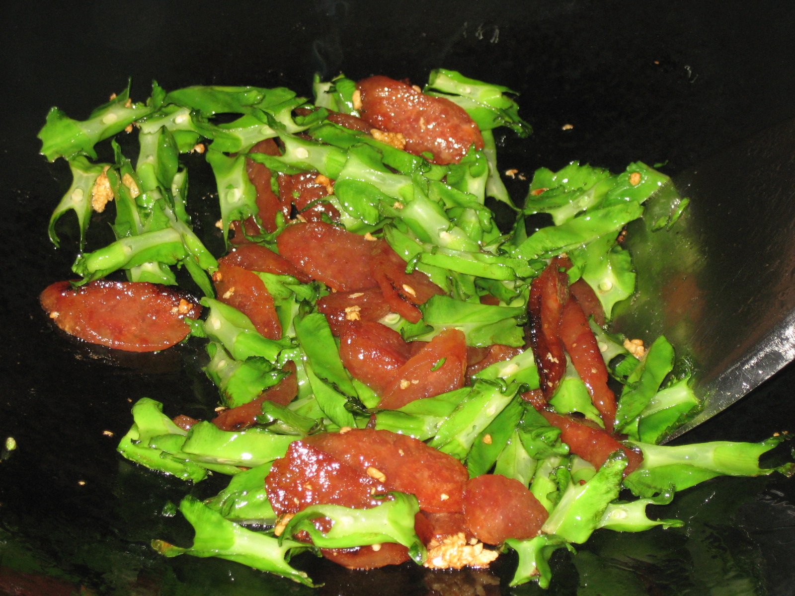 Belly Good Cooking: Stir Fried Four Angle Beans With Chinese Sausage