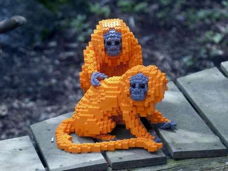 Endangered animal sculptures created from...Legos?