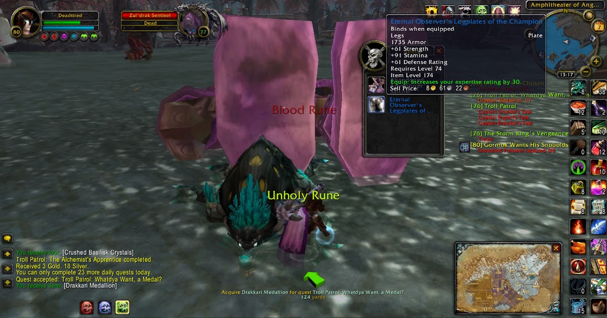 World of Warcraft Rare Spawns: Zul'Drak Sentinel, Level 77 Elite Rare ...