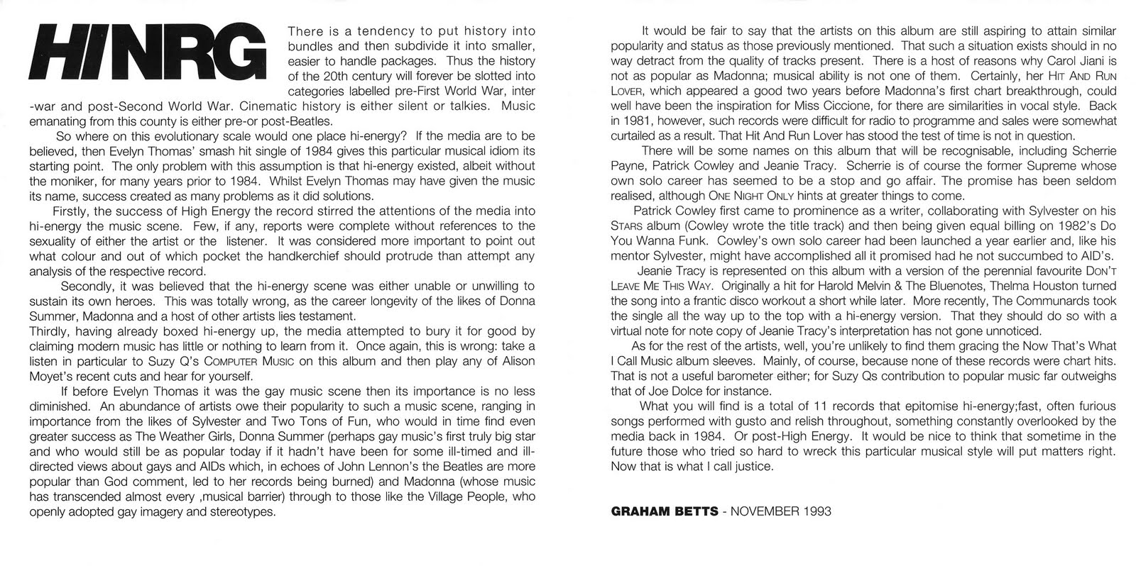 RETRO DISCO HI-NRG: Essential Hi-NRG Classics Vol. 1 - Various Artists ...