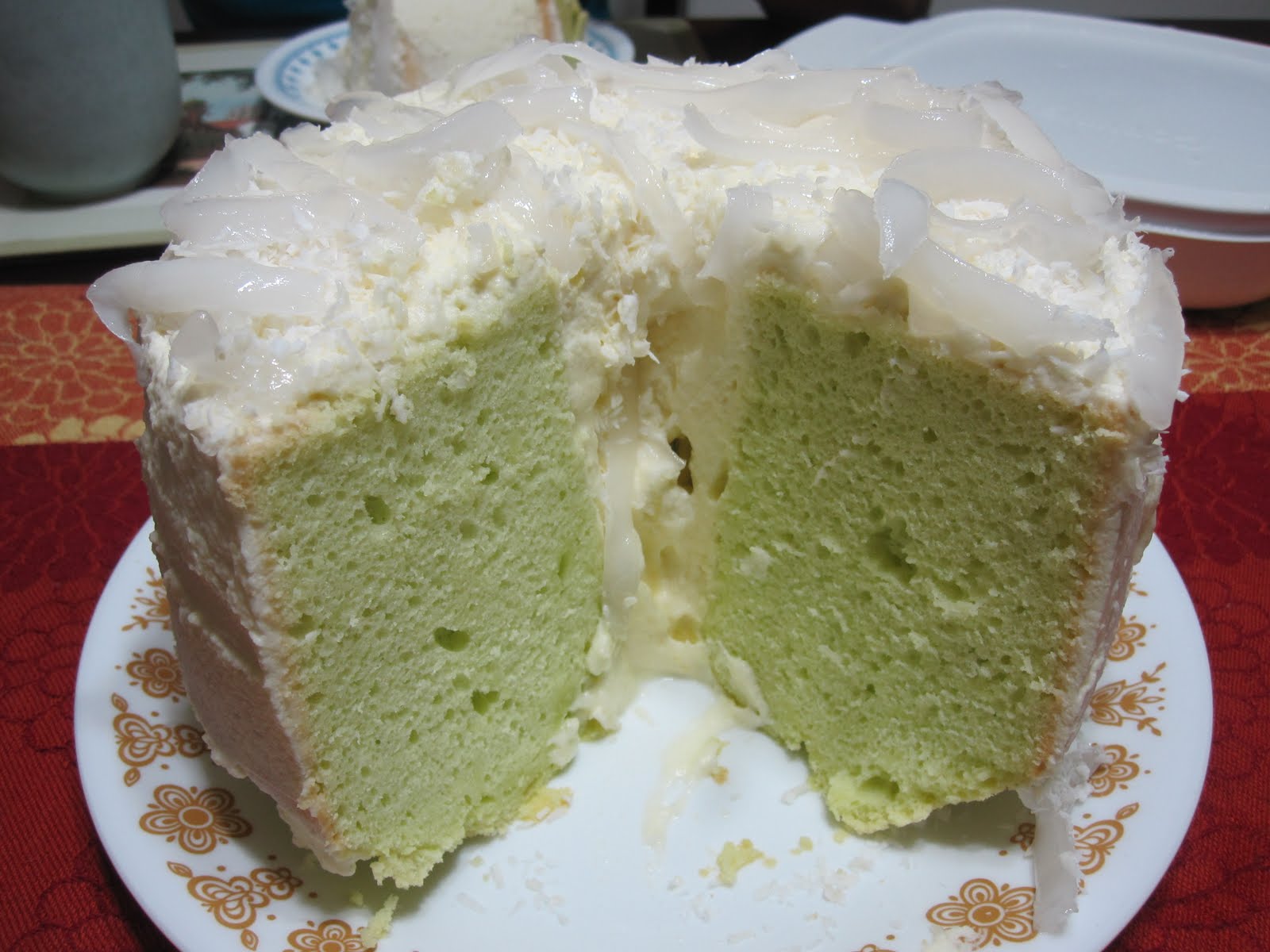 Gracefully Dezigns: Coconut Pandan Chiffon Cake/ Buko-Pandan Chiffon Cake