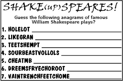 The Puzzle Hub: Anagrams; William Shakespeare!