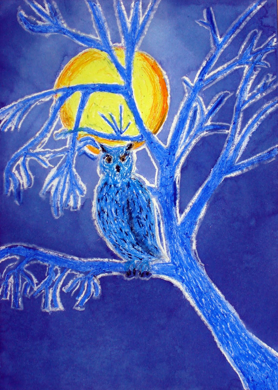 Kids Artists: Owl in moonlight