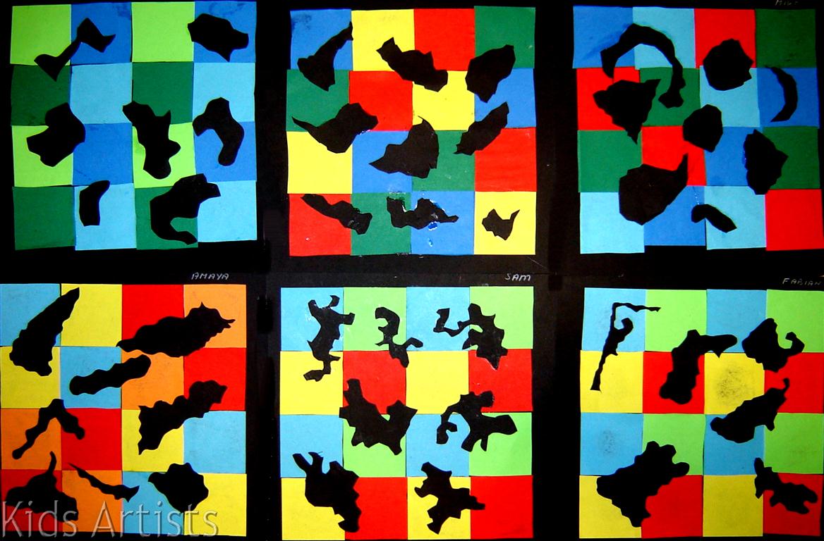 Kids Artists: Collage of geometric and organic shapes