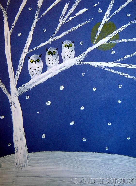 Kids Artists: Owls in the night