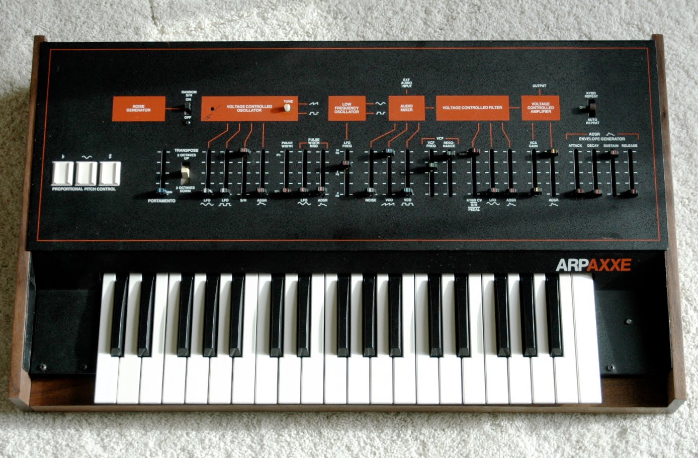 MATRIXSYNTH: CUSTOM ARP AXXE ANALOGUE SYNTHESIZER IN WOOD CASE