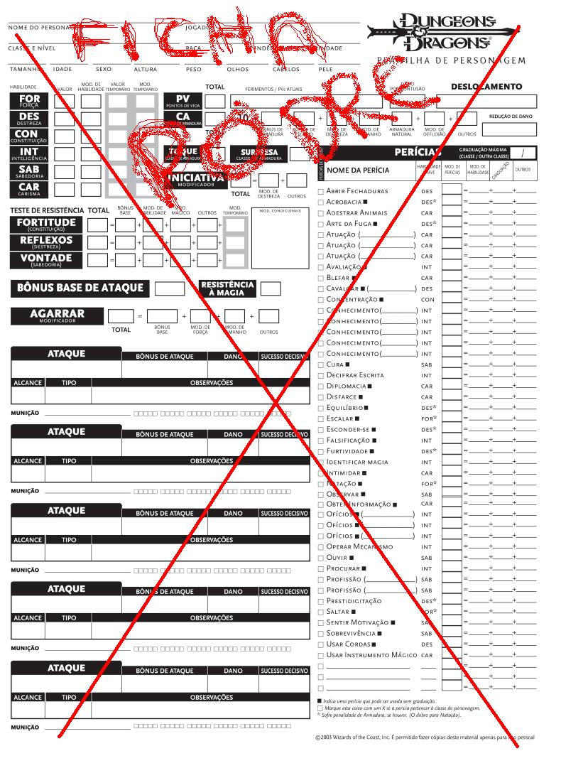 Dragão RPG: Fichas especiais (D&D) 3.5