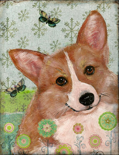 Fairies and Tails: Corgi Dog collage painting