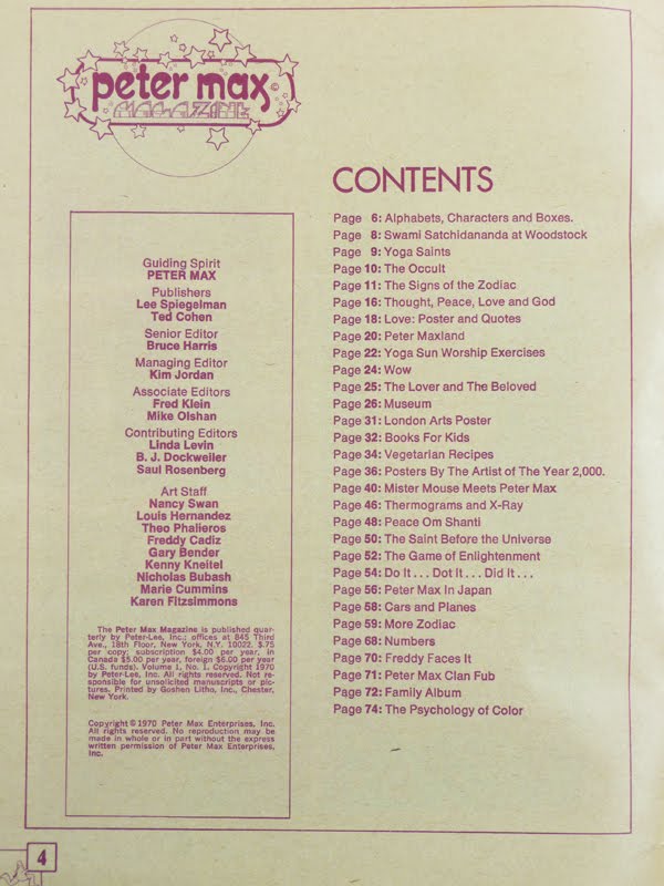 The Max Collector: PETER MAX MAGAZINES N. 1 & 2 1970