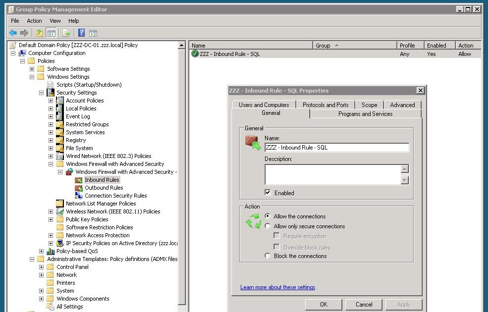 sql solace: Windows 2008 Firewall Rules for SQL Server (via Group Policy)