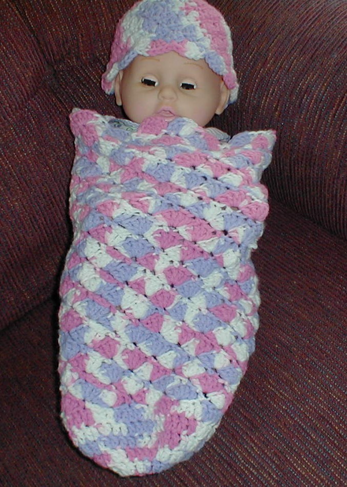 Karens Crocheted Garden of Colors: 2 Cuddle Sack with Matching Hats
