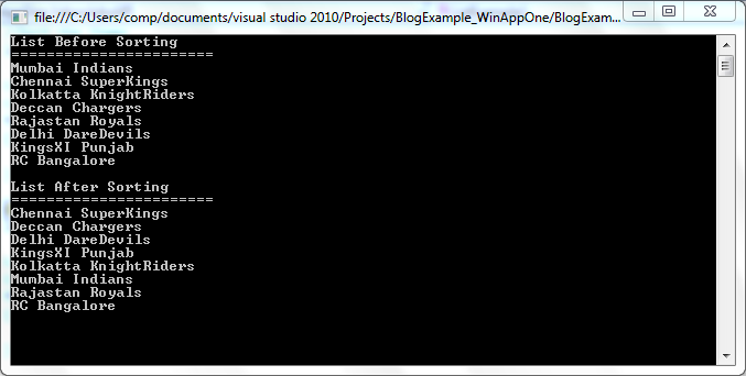 Dot Net Tips And Tricks C C Sharp Tips And Tricks How To Add And Sort Items In A List Using C