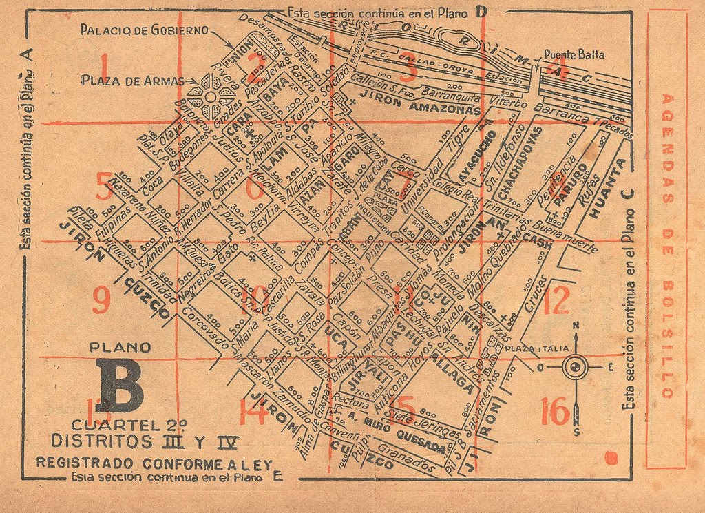 Planos de calles de 1939 de Lima y Callao en el Perú: Cercado de Lima