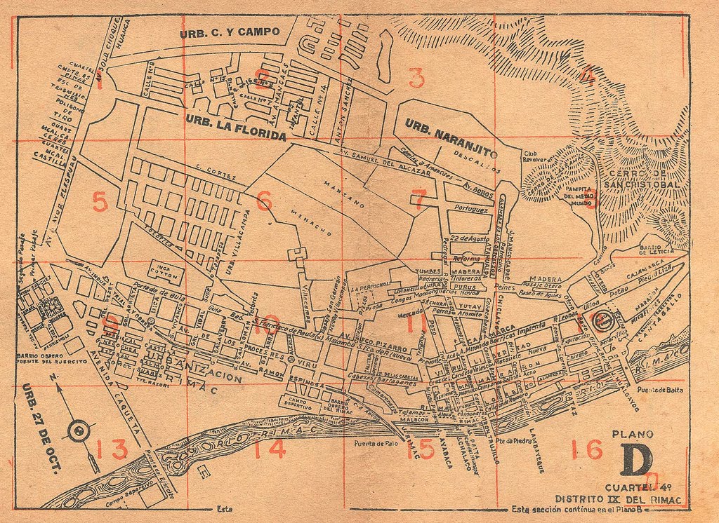 Planos de calles de 1939 de Lima y Callao en el Perú: Distrito del Rímac