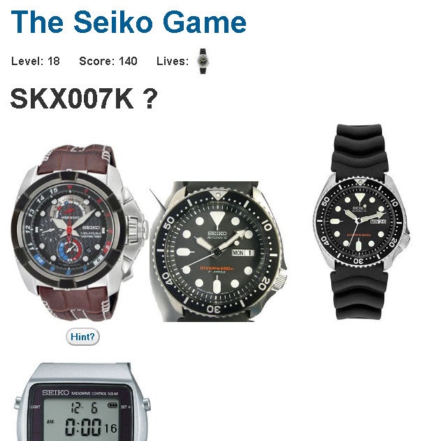 HOROLOGY CRAZY: WatchShock Seiko Game