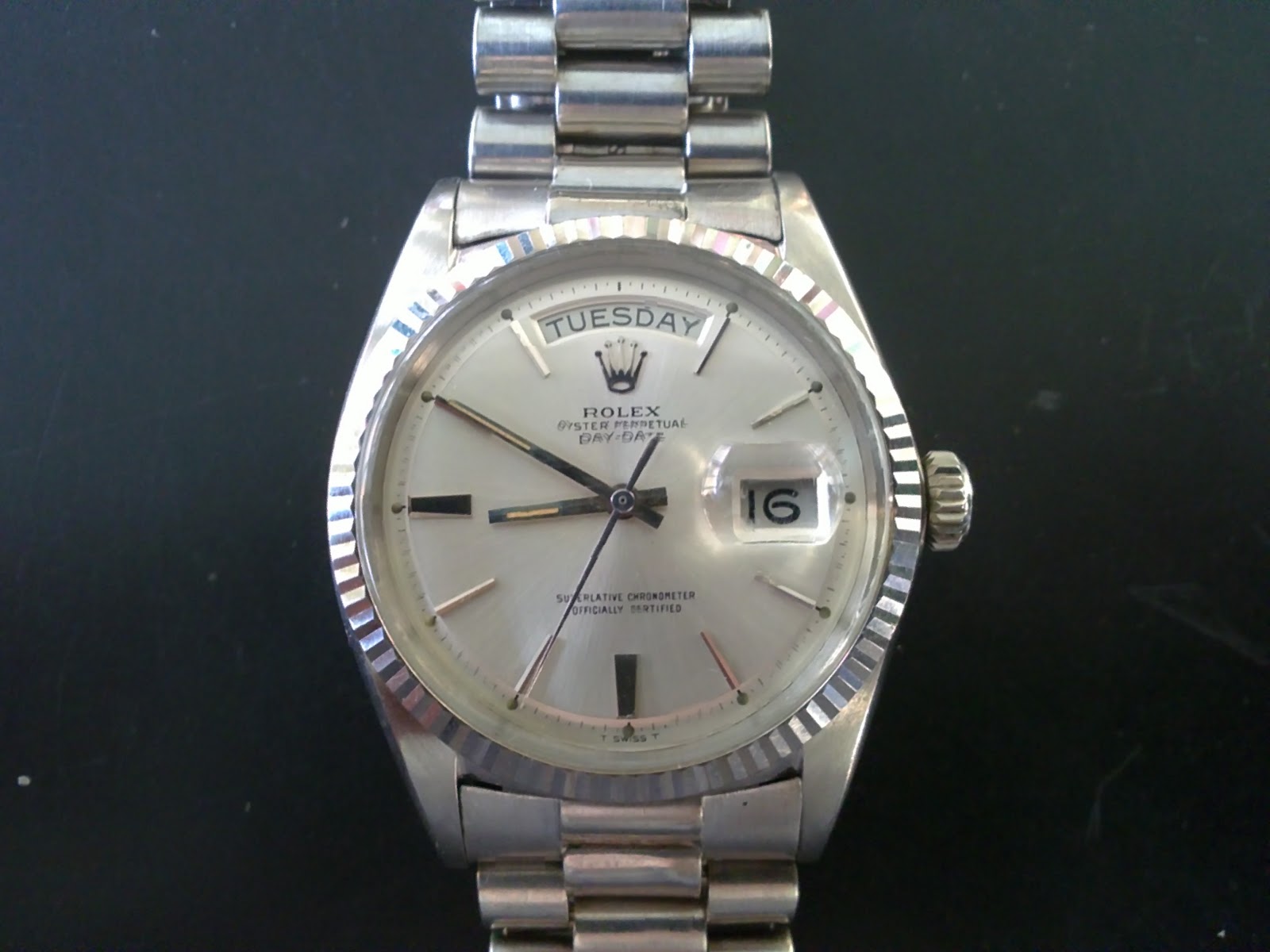 koleksijampecks: Jam Rolex 1803, Solid White Gold King Day Date Watch
