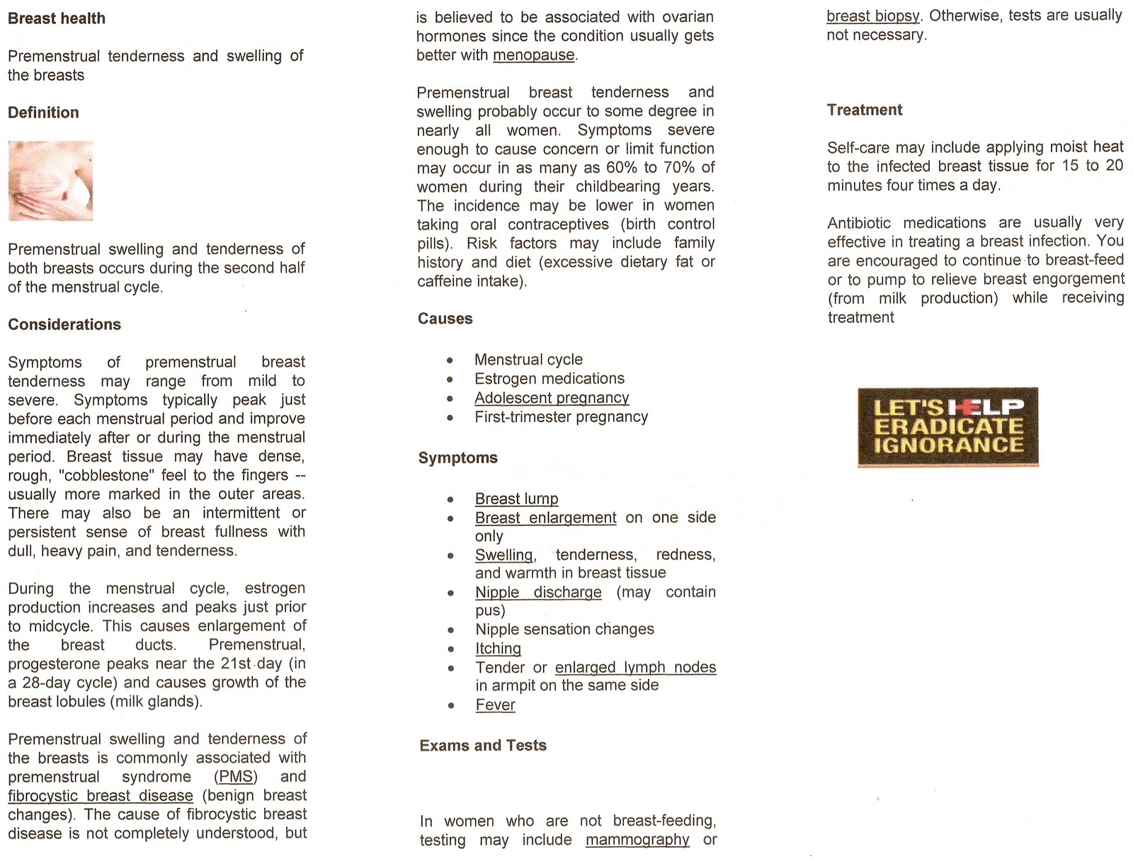 Health Information Guide- HELP: HEALTH PAMPHLET-Breast Health