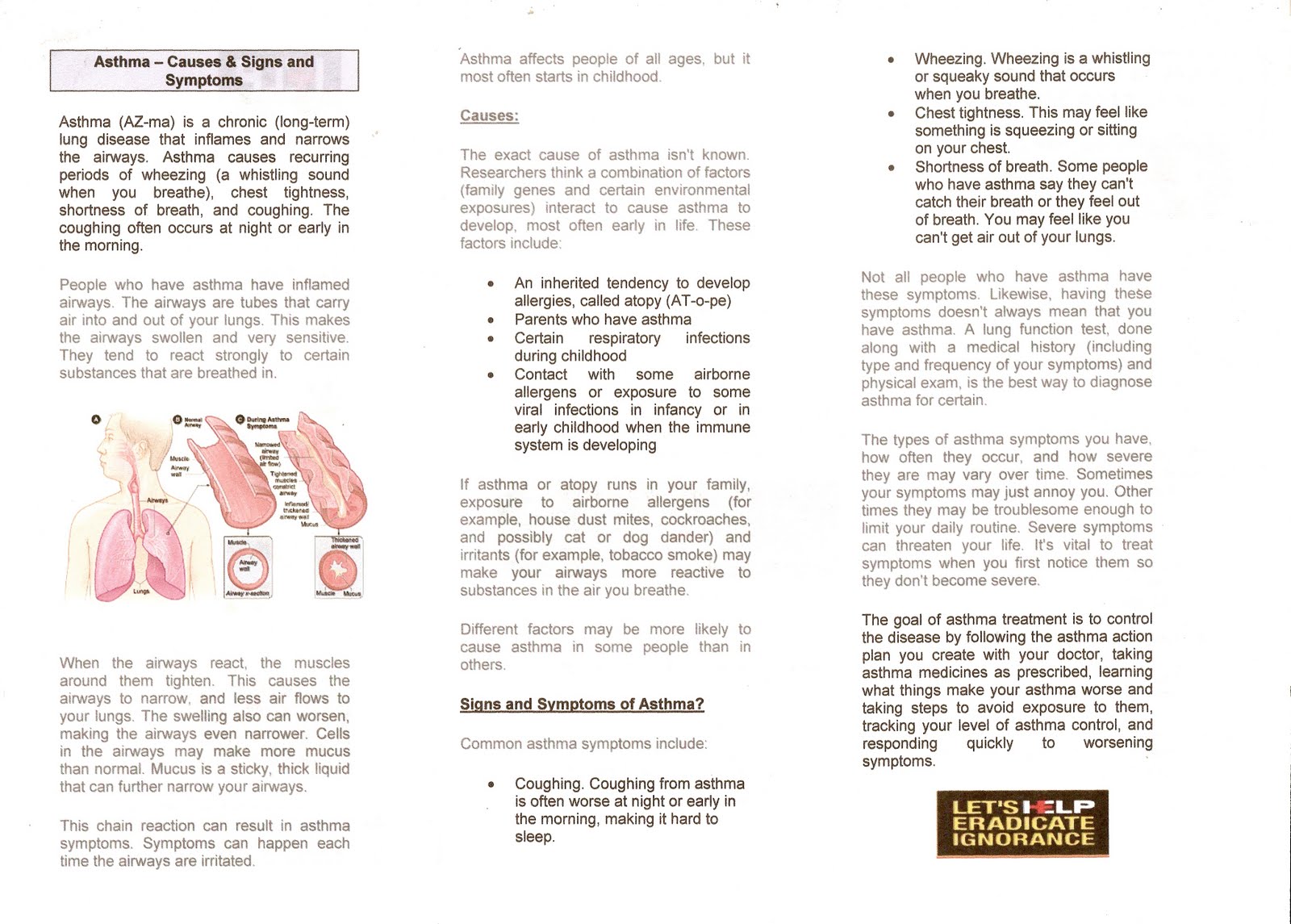 Health Information Guide- HELP: Asthma Pamphlet