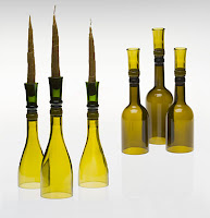 Green Wine Bottles: LIP TO LIP WINE SIP CANDLESTICKS