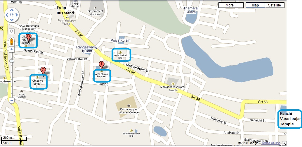 Temples of India: Kanchipuram Divyadesams route map