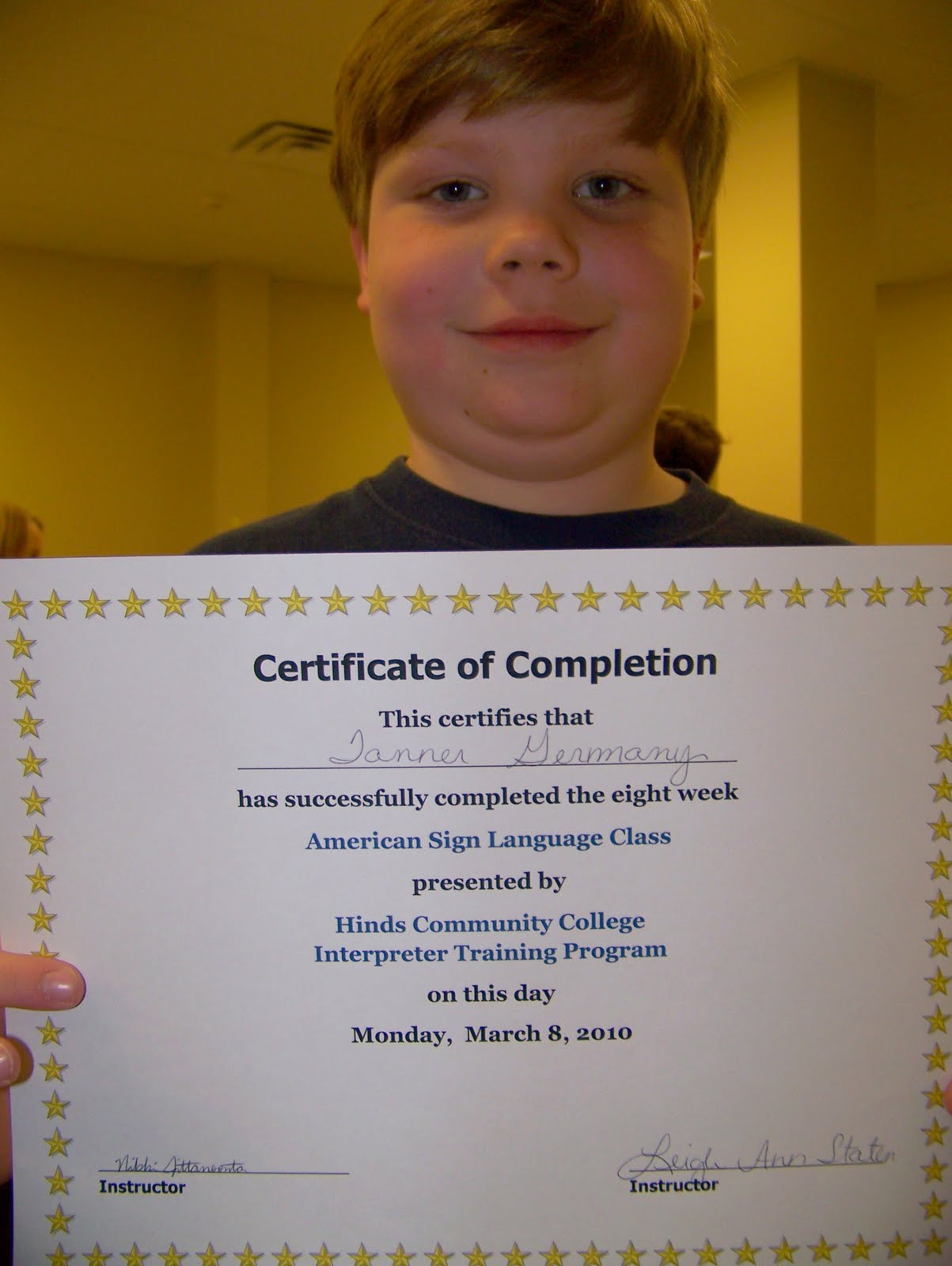 Deanna's Corner: Graduated from Sign Class