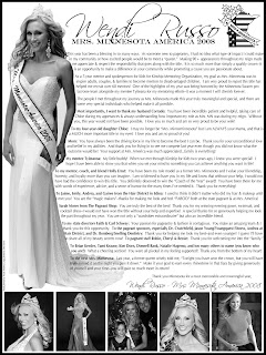 Wendi Russo: Mrs Minnesota America 2008: Farewell Letter at the 2009 ...