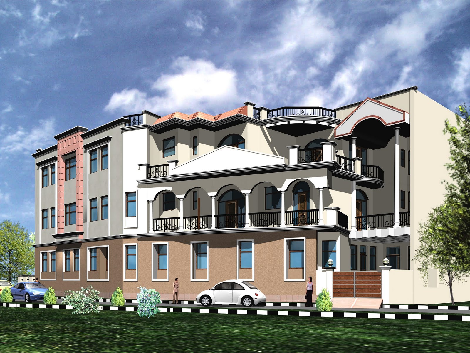 architect: Residential Building Front View - 2