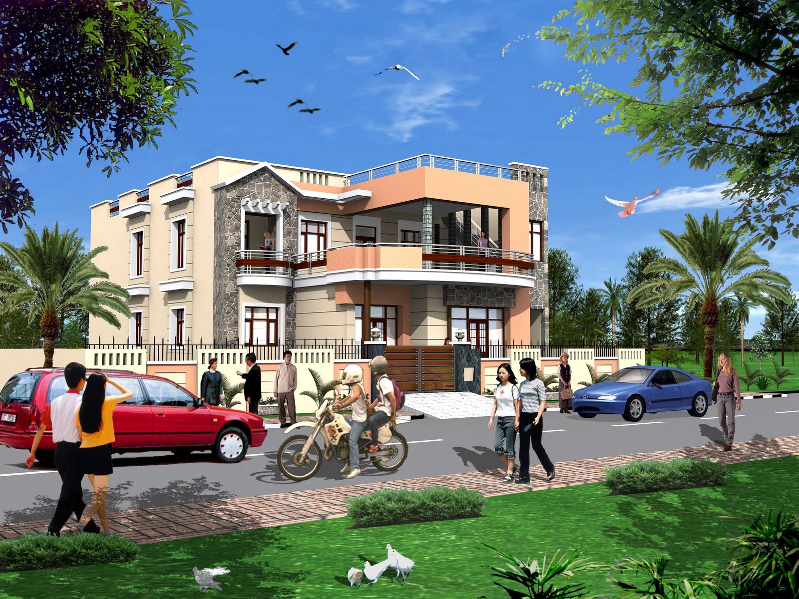 architect: Residential Building Front View - 3