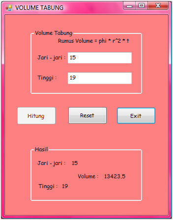 Odhitya Desta's Blog: Membuat Program menghitung Volum Tabung dengan Visual Basic
