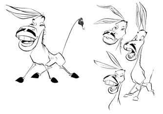 Illustration Archive: Kyle Baker: Shrek Donkey pre-production design
