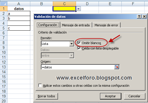 Omitir blancos en la Validación de datos de Excel. | EXCEL FORO: Un ...