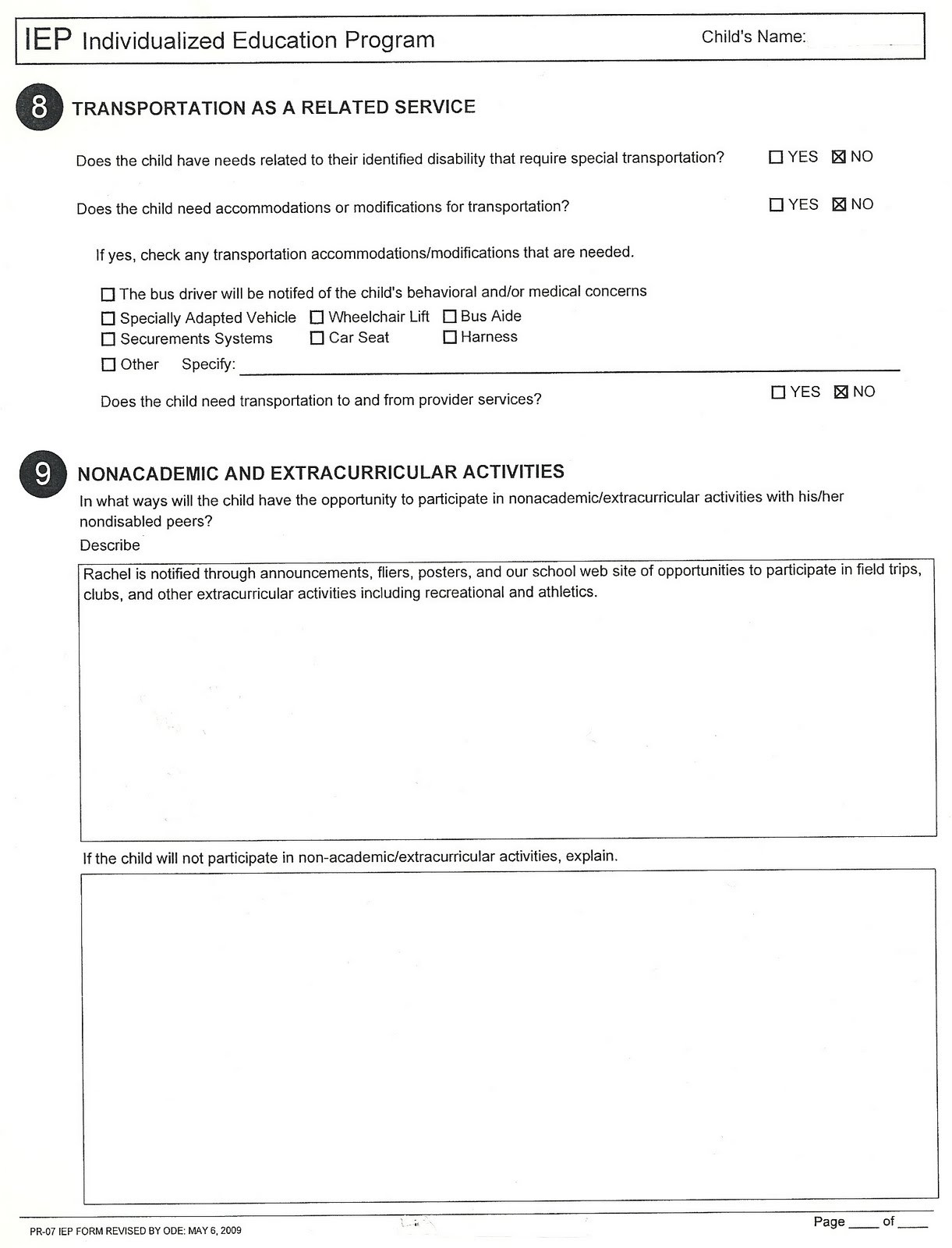 Educational Experience: IEP