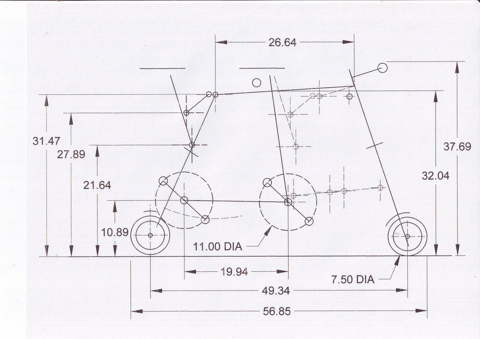 Home Built Bike Study.: Tandem A-bike concept drawing