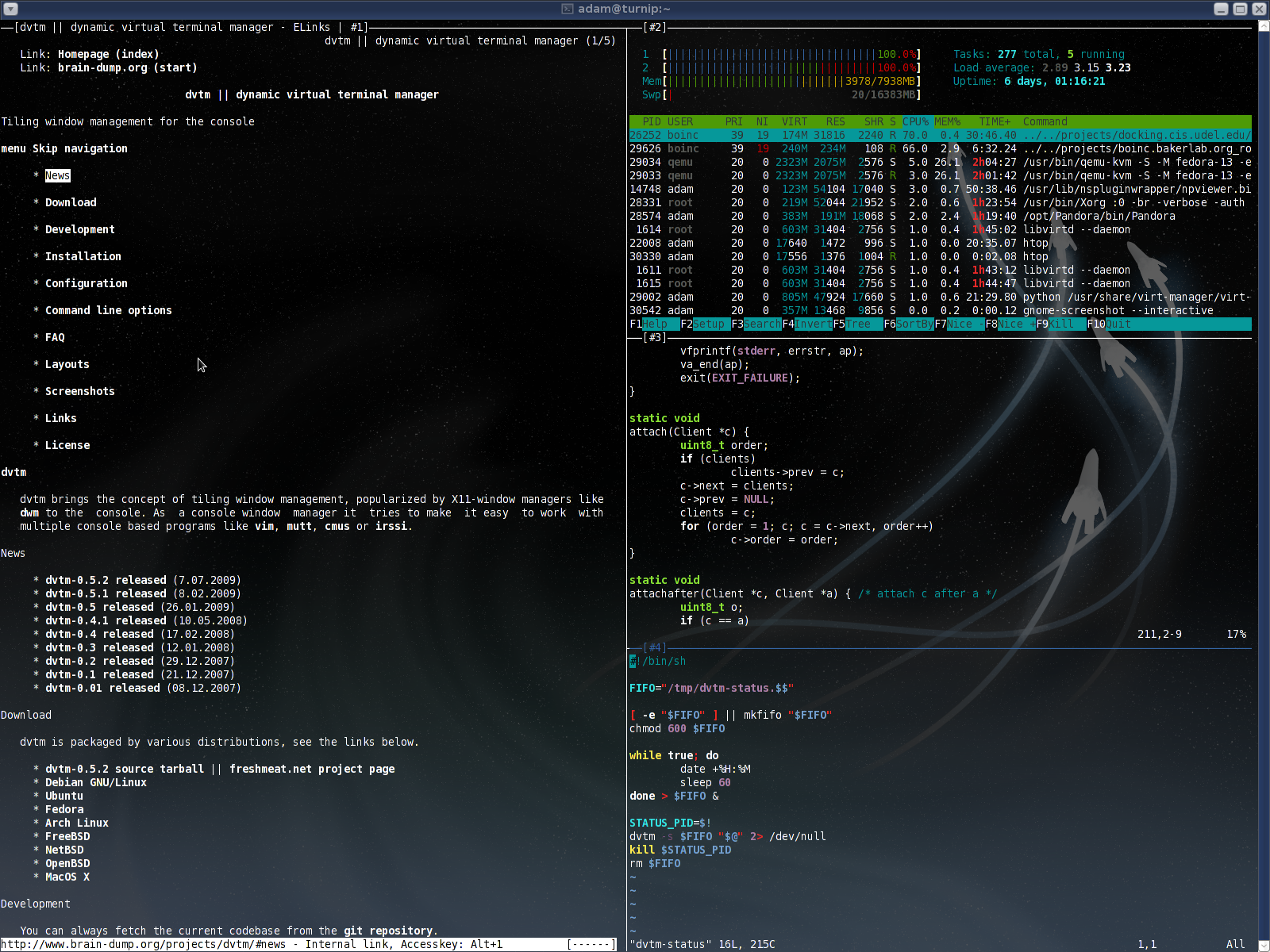 Hacking is fun. If You are a Hacker!: dvtm - dynamic virtual terminal ...