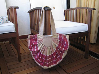 Bags and Rags: Ref.014 Saco Franzido - Tecido Quadrados Beges e ...