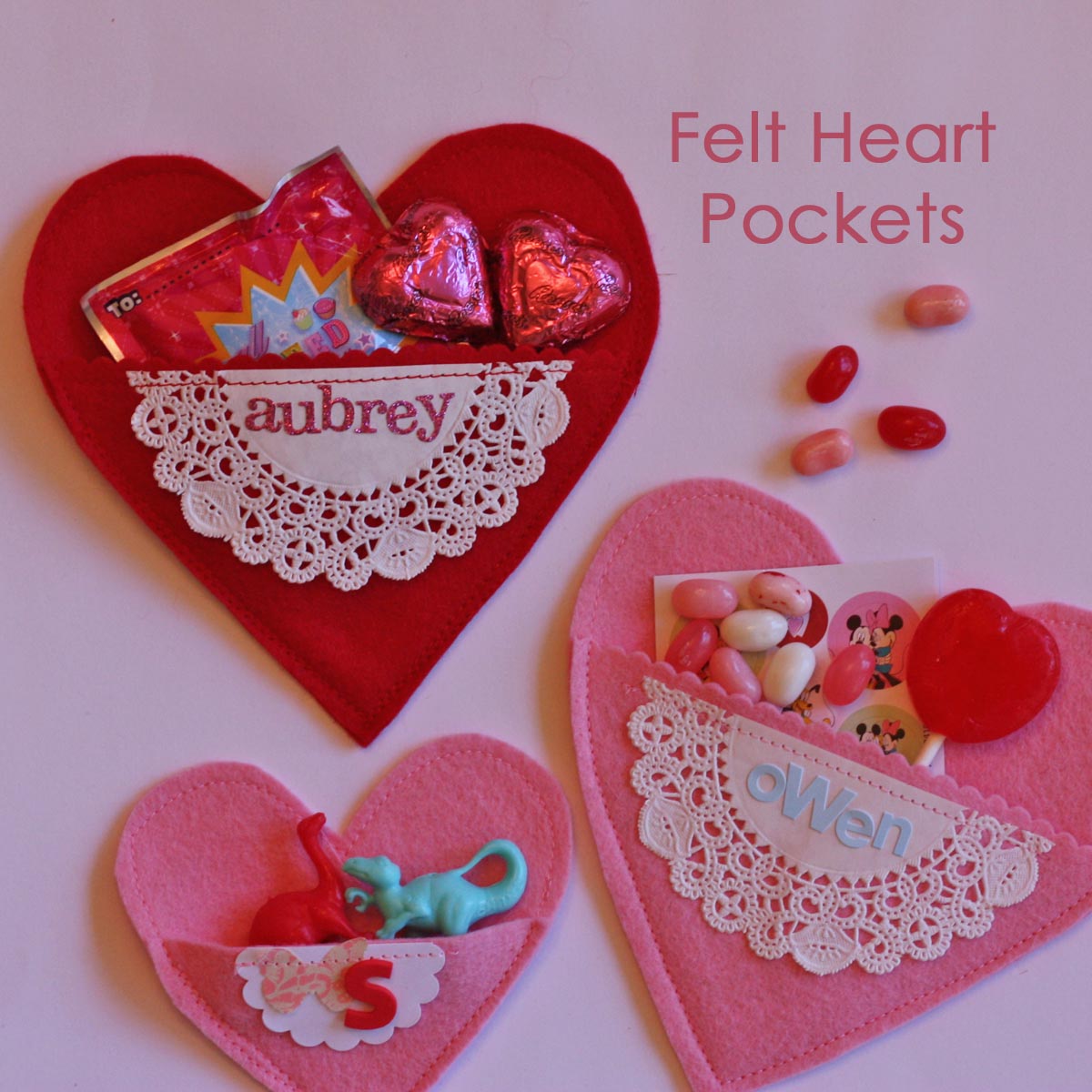 All In One Days Time: Felt Heart Pockets