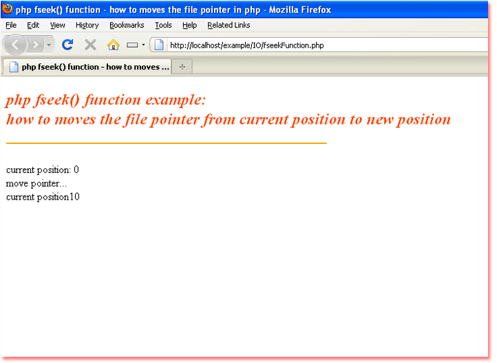 Php By Example Php Fseek Function How To Moves The File Pointer In Php