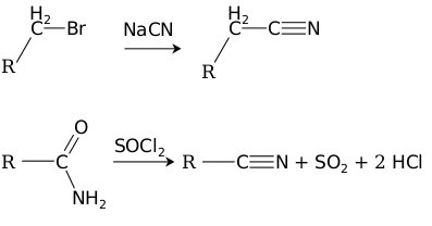 Propanona: Nitrilos.