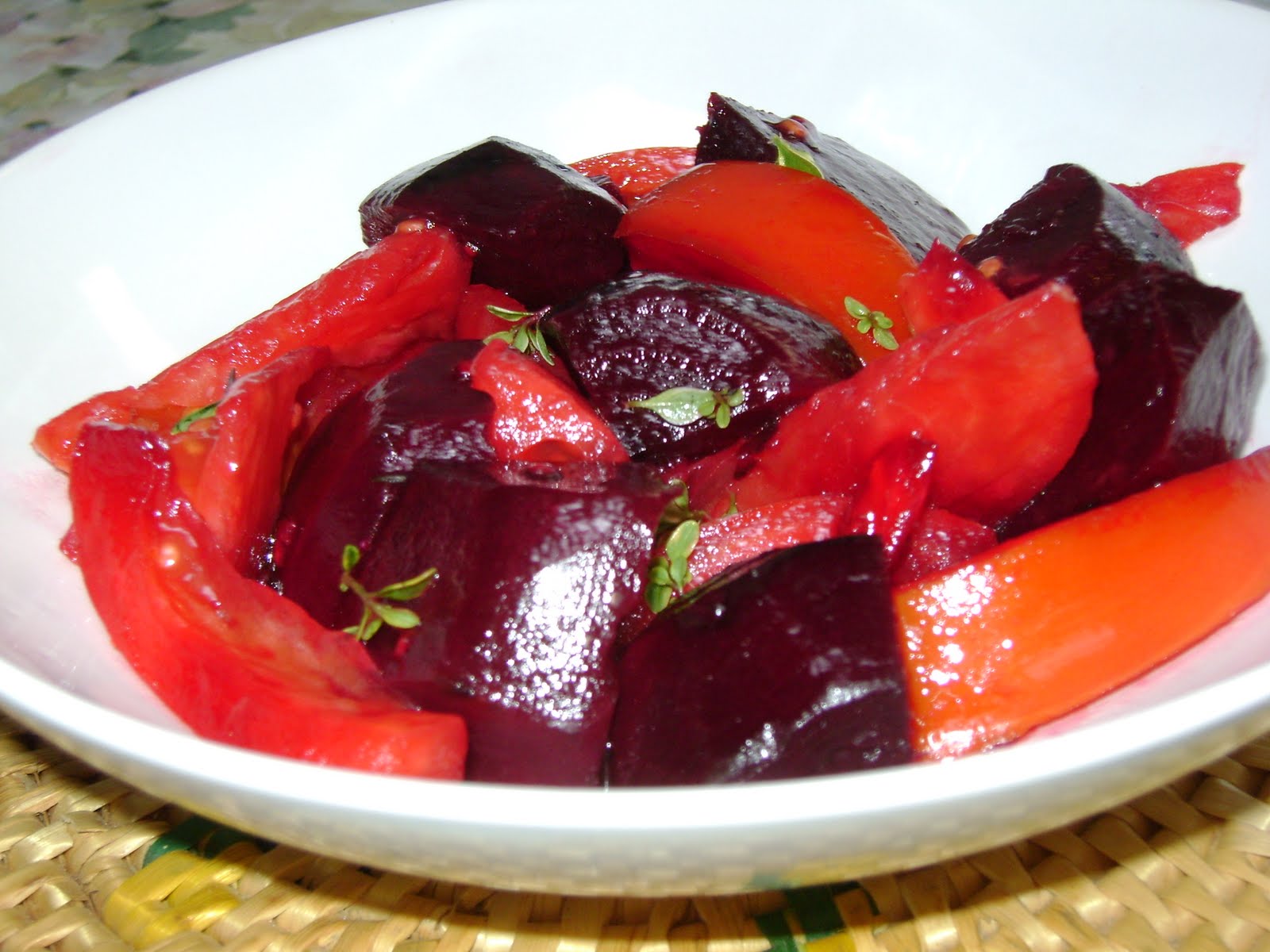 Roasted Beet and Tomato Salad with Balsamic Dressing - mysavoryspoon