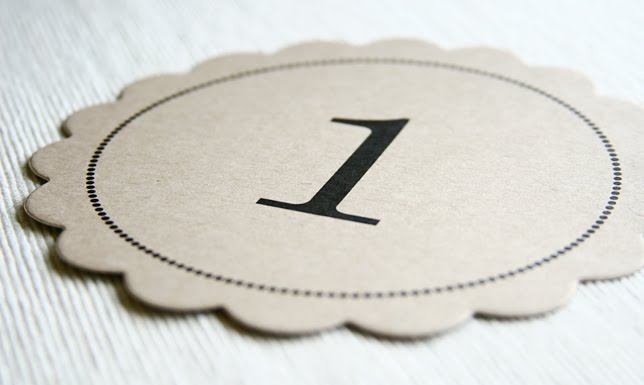 maida vale | modern wedding inspiration: Kraft paper table numbers.