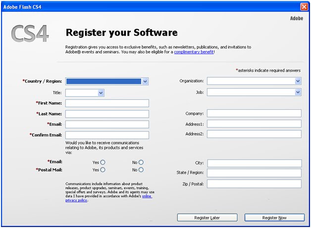 Andree: Instal adobe flash cs4