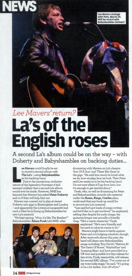 Last rose of summer: 22Apr2009- Lee Mavers@ NME 之我的照片被刊登嘞～