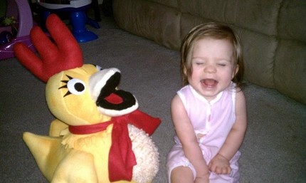 oddollsdotnet: Handmade Chica Puppet Doll OOAK with Squeaker