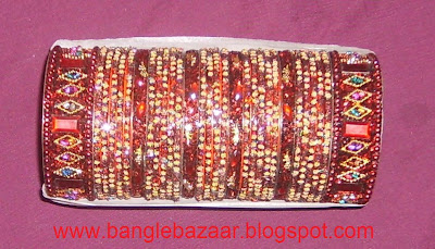 BangleBazaar: Beautiful Maroon Color Glass Bangle Set